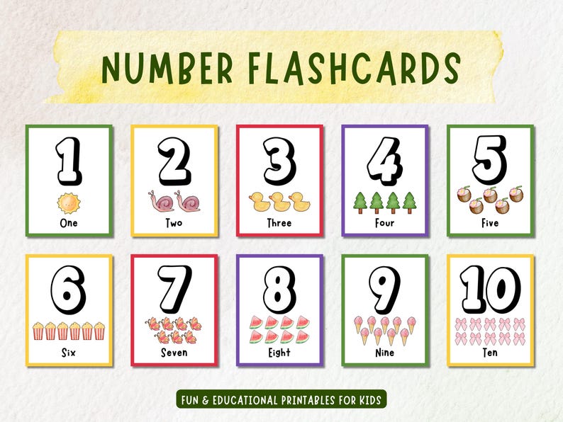 Printable Number Flashcards 1-20: Preschool Learning Activity (PDF ...