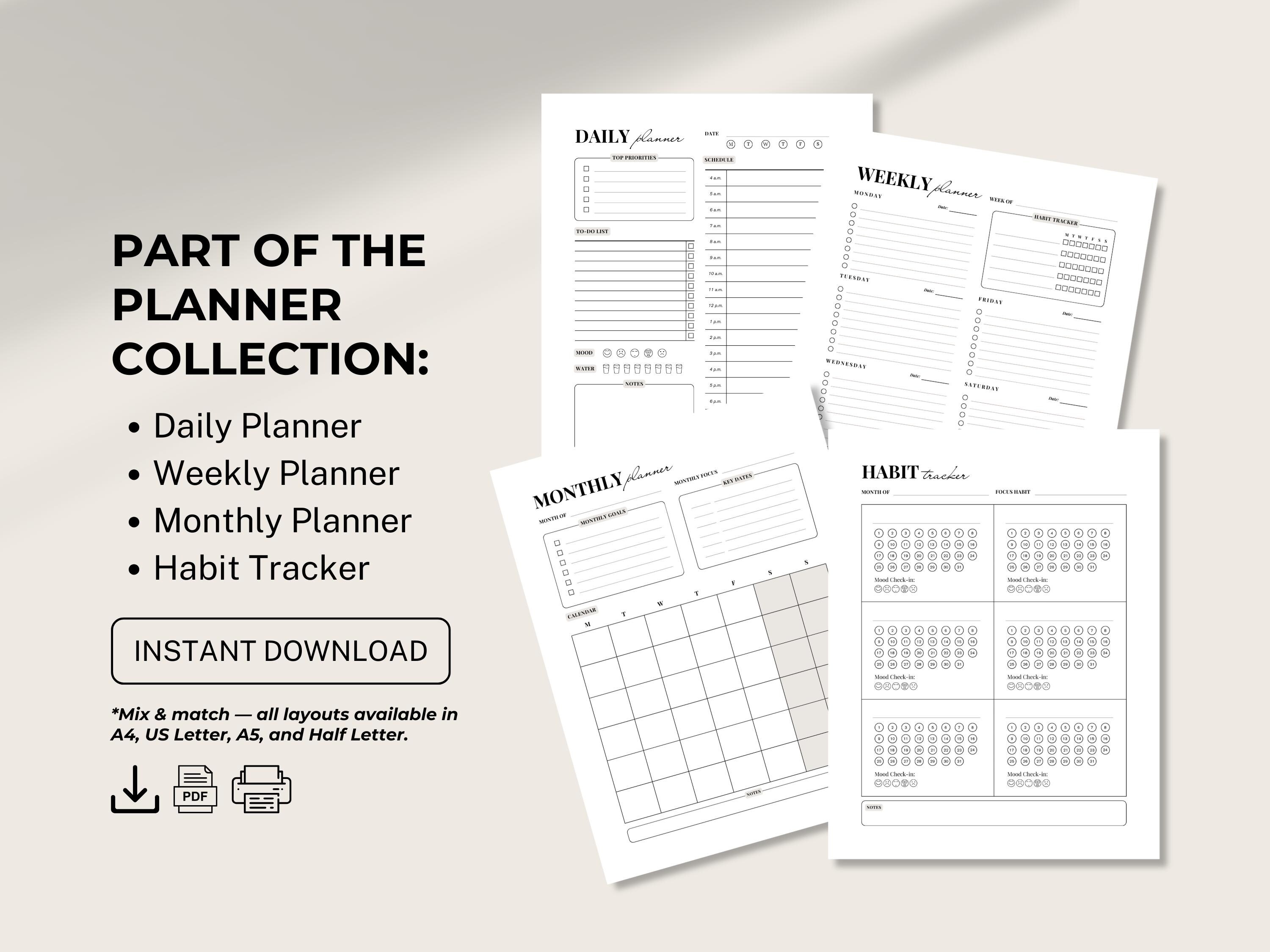 31 Day Habit Tracker Printable – Portrait & Landscape Layouts (PDF) - Etsy