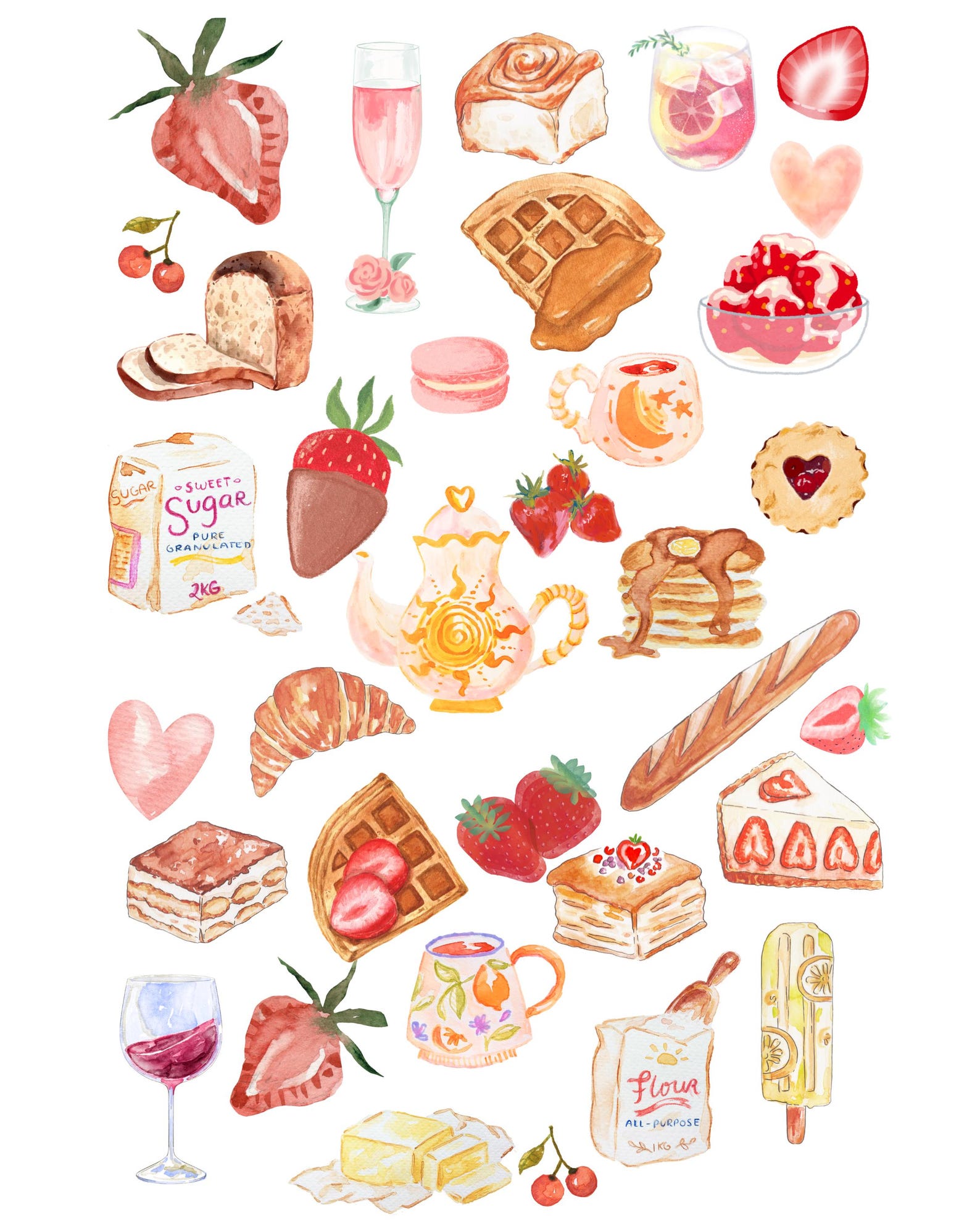 Bakery & Dessert Clipart – Watercolor Food Illustrations for Digital ...