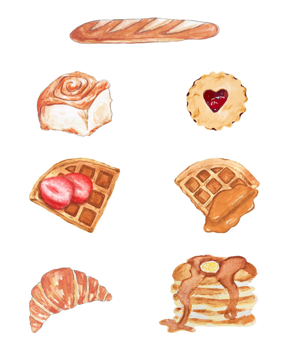 Bakery & Dessert Clipart – Watercolor Food Illustrations for Digital ...
