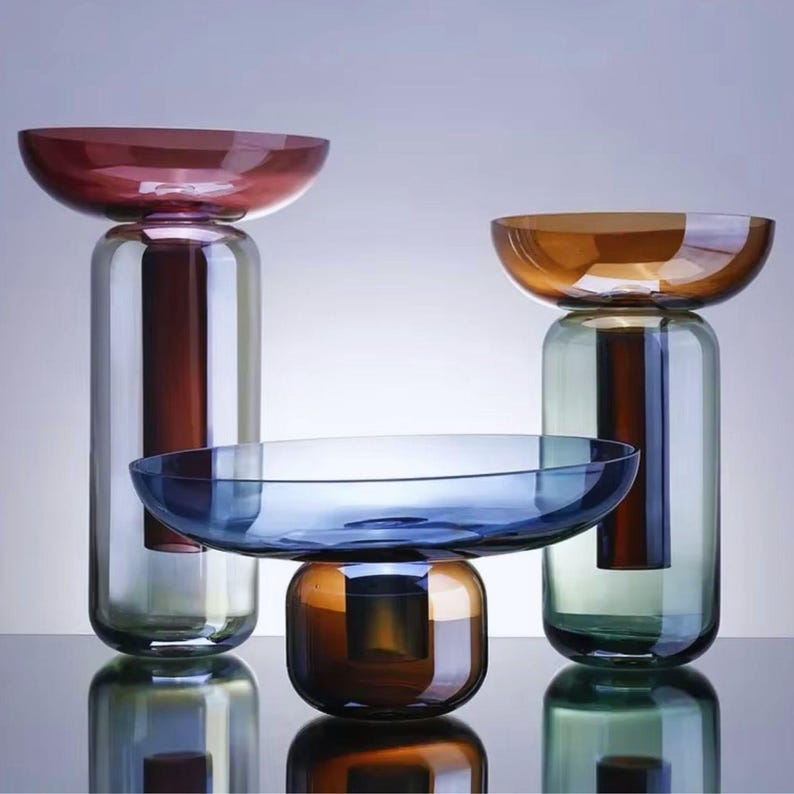 Gradient Coloured Glass Vase Flower Pot - Detachable Desk Decoration ...