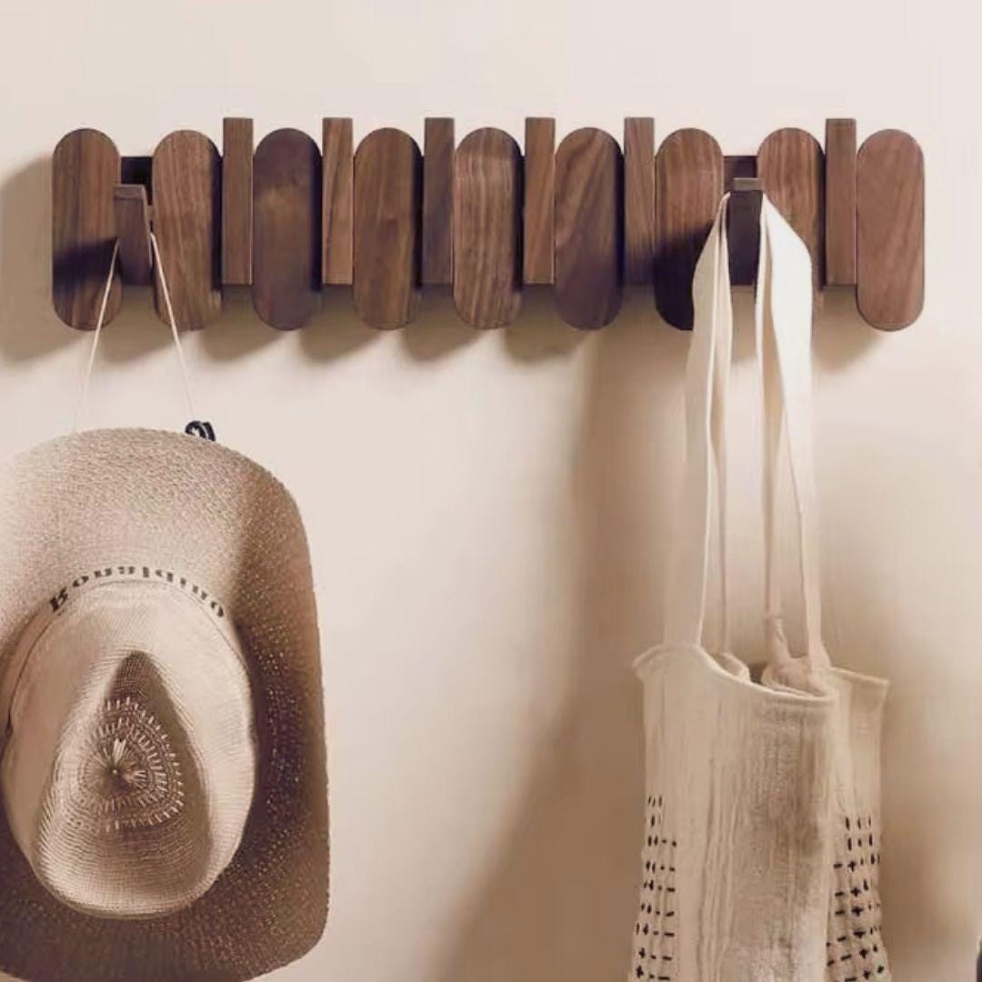 Luxury Fold-away Wooden Coat Rack – Space-saving Wall Mounted & Stylish ...