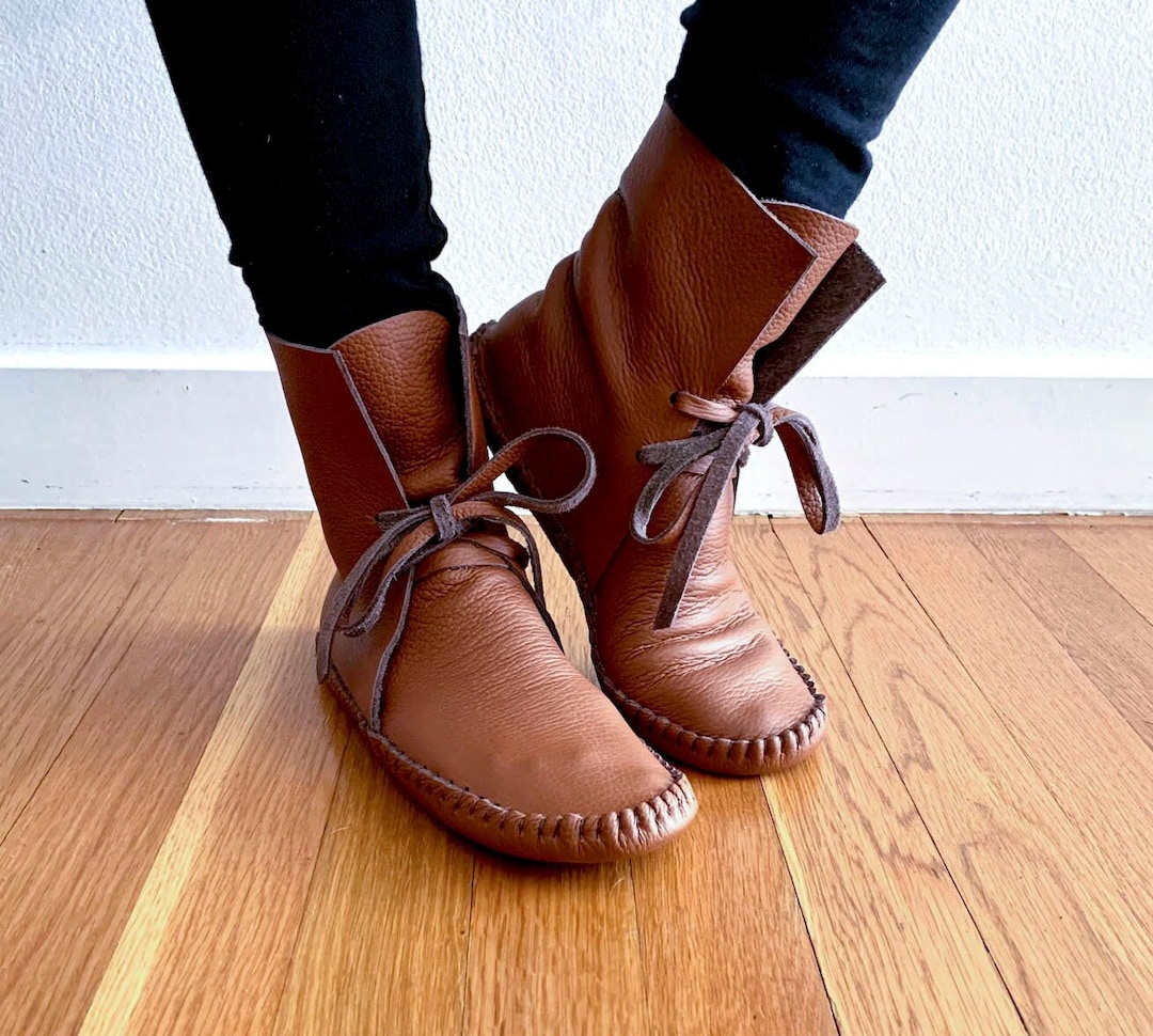 Handmade Moccasins, Indigenous Maker, Moccasin Boots, Cinnamon, Leather ...