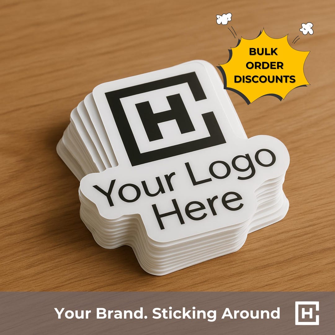 Custom Company Logo Stickers – Kiss Cut Vinyl Stickers in White or ...