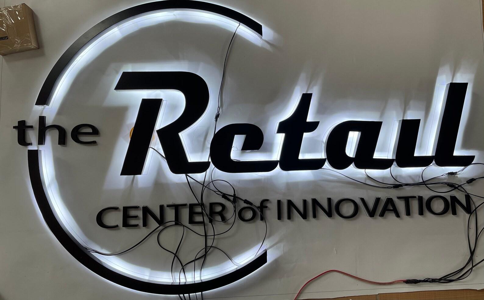 Custom Backlit Business Logo Sign: 3D Acrylic & Metal Wall Decor - Etsy