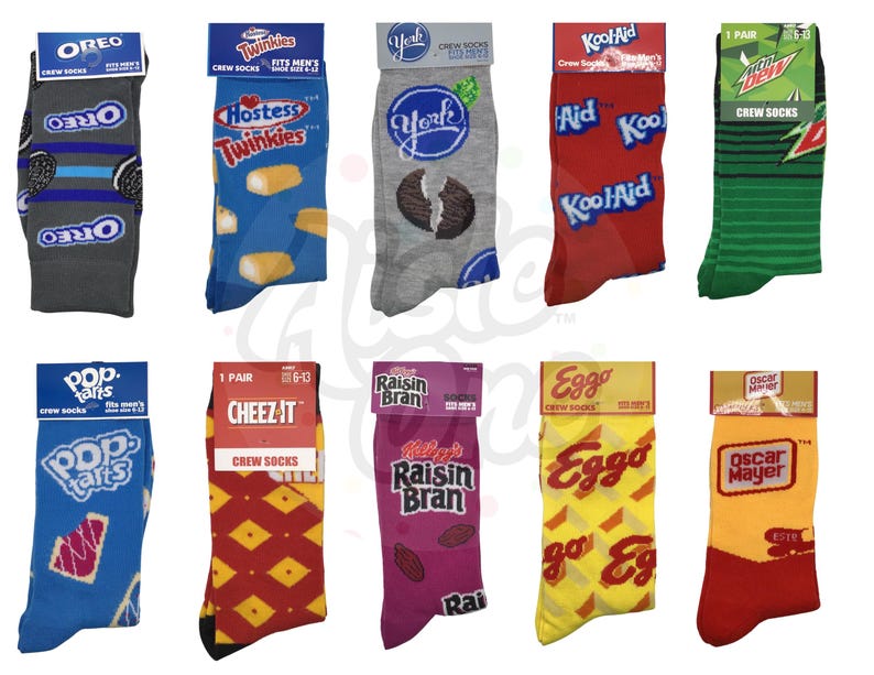 NEW Food Novelty Crew Socks Oreo, Twinkies, Kool-aid & More! Fun ...