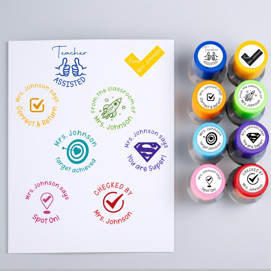 Checked by Teacher Stamp, Teacher Gifts, Teacher Comment Stamp, Good ...