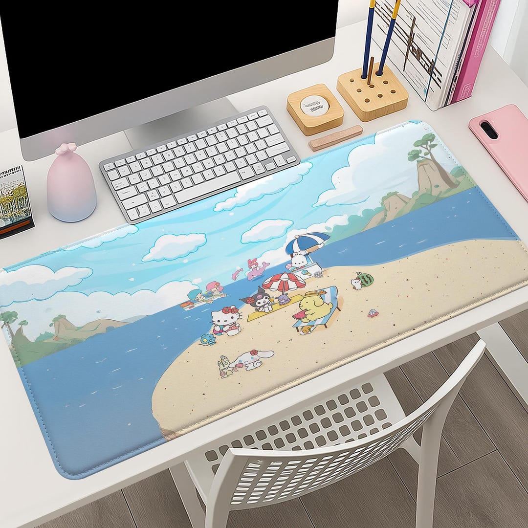 Kawaii Anime RGB Desk Mat - Sanrio Beach Gaming Desk Mat - Large ...