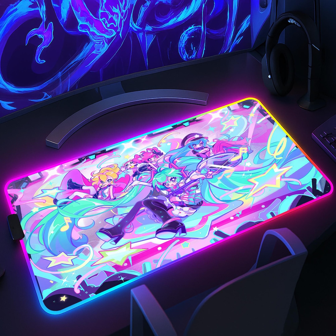 RGB Anime Desk Mat - Kawaii Hatsune Miku Gaming Desk Mat - Cute ...