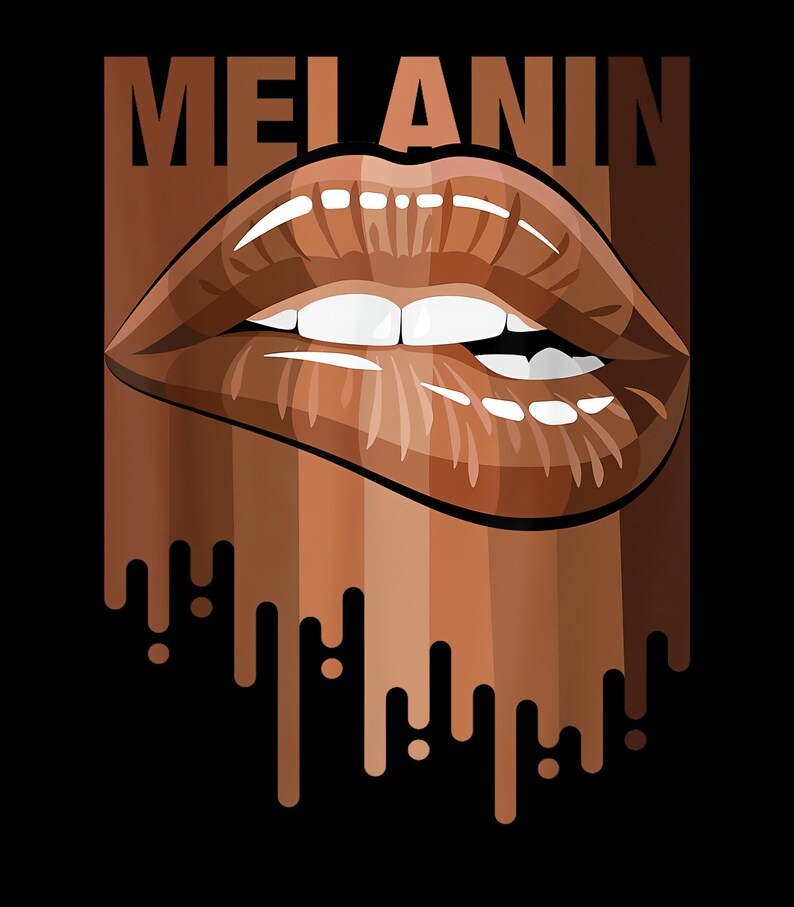 Cool Melanin Girl Lips Graphic Tees, Black Girls Magic Style Png-black ...