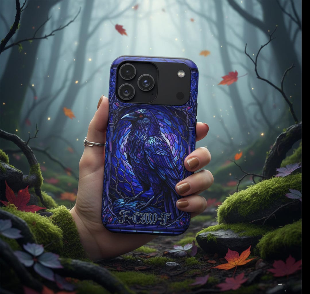 F-CAW-F Stained Glass Raven iPhone 17 Case | Gothic Dark Academia Phone ...