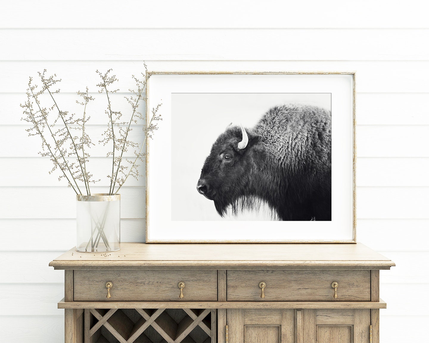 Buffalo Print, Bison Photograph in Black and White - Etsy