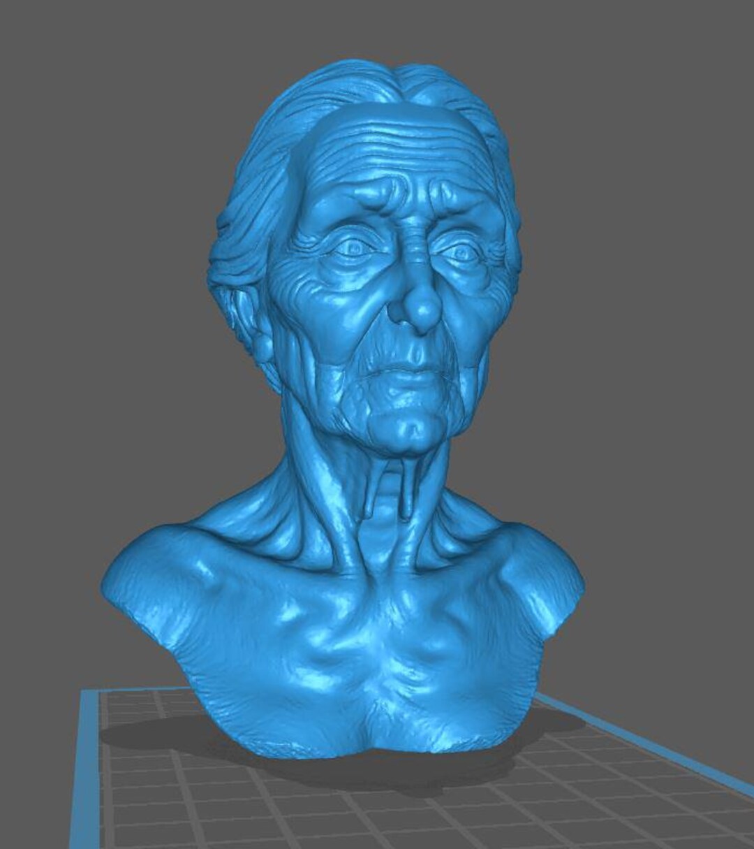 Detailed Elderly Woman Bust 3D STL File | Expressive Face Sculpture for ...