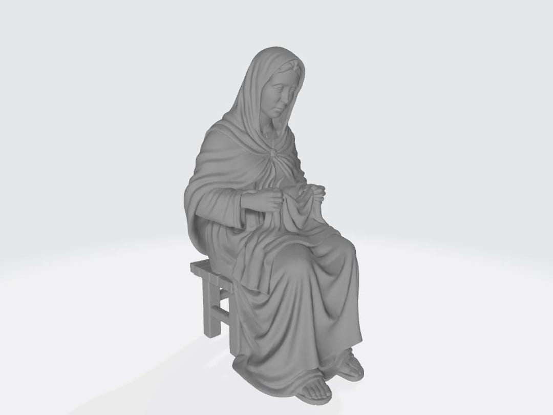 Seated Woman Knitting 3D Model STL File | Miniature Nativity Figures ...