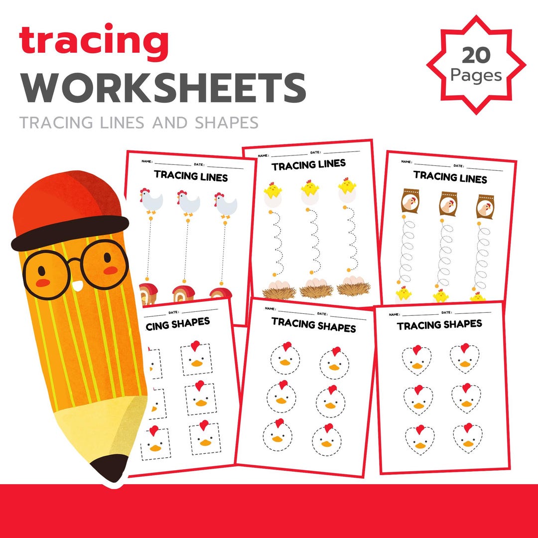 Tracing Lines & Shapes Worksheets - Etsy