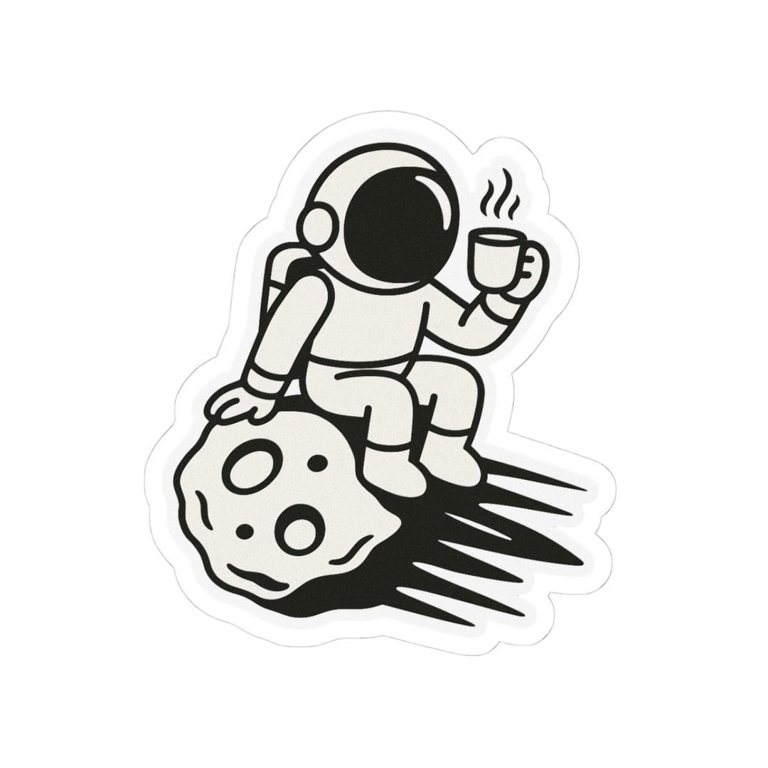 Cute Astronaut Drinking Coffee Kiss-cut Stickers | Space Lover ...