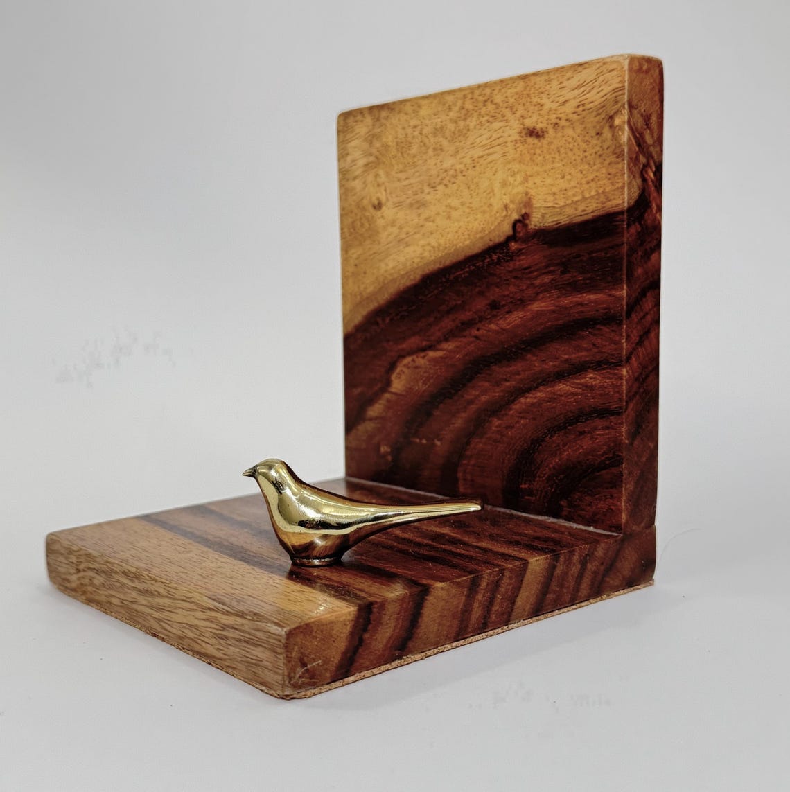 Chiriya (bird) Bookends, Solid Wood and Brass Book End - Etsy