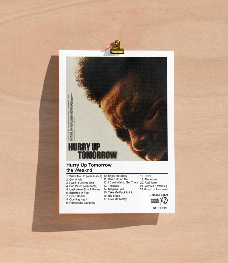 The Weeknd Hurry up Tomorrow Poster – Album Tracklist Wall Art | XO Music Print | Moody ...