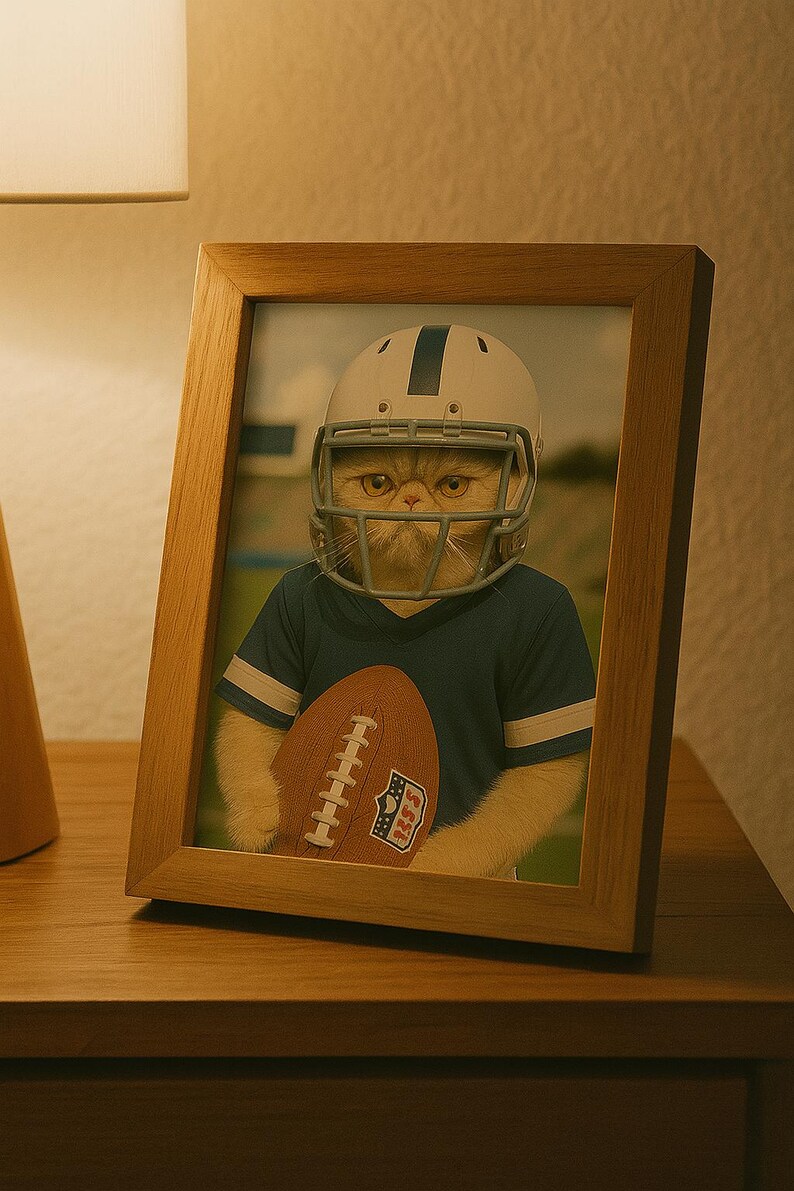 Funny Cat Football Player Printable – Nfl-inspired Exotic Cat Wall Art ...