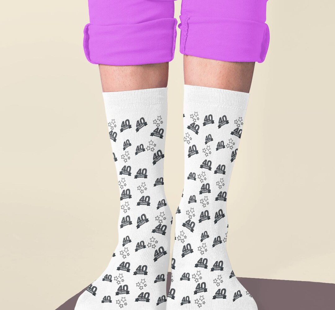 40th Birthday Celebration Crew Socks: Fun Milestone Birthday Gift - Etsy