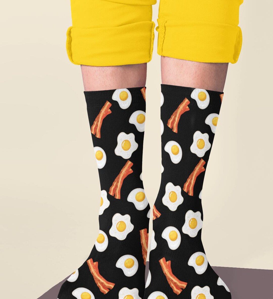 Breakfast Lover Cushioned Crew Socks: Fun Food Fashion - Etsy