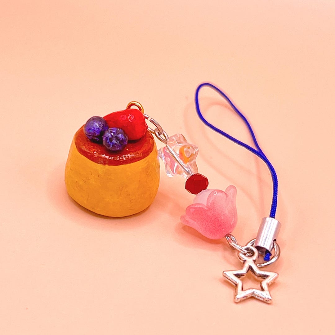 Adorable Kawaii Pudding Keychain – Cute Dessert Phone Charm for Girls ...