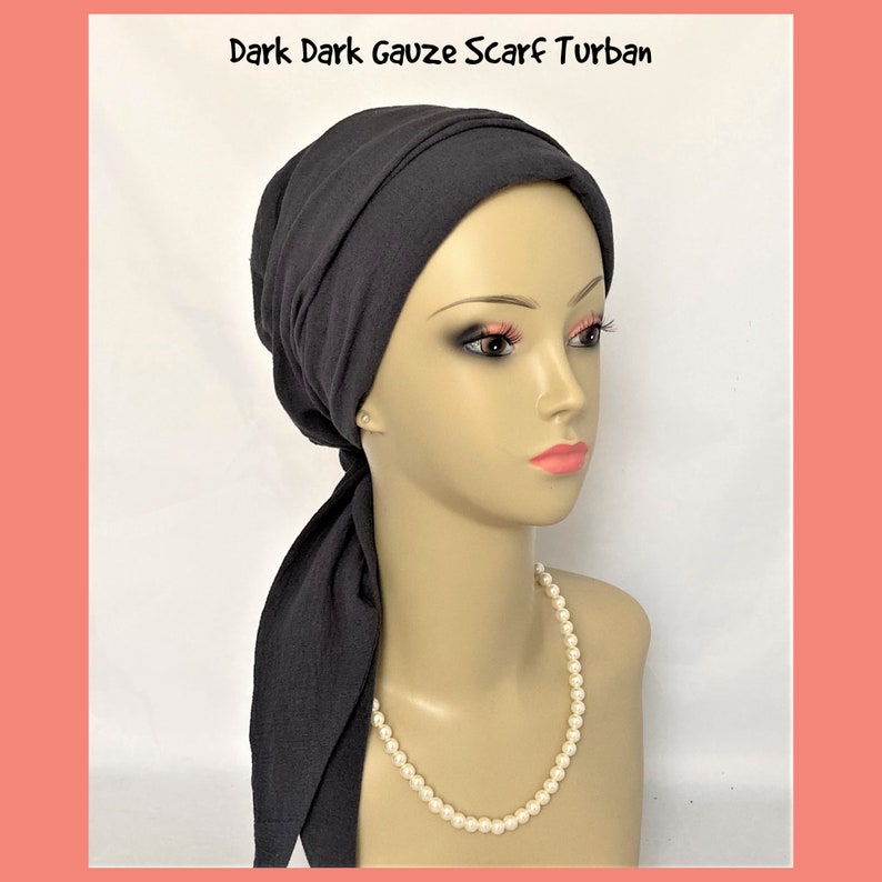Gauze Scarf Turban Dark or Medium Gray Volumizer Chemo - Etsy