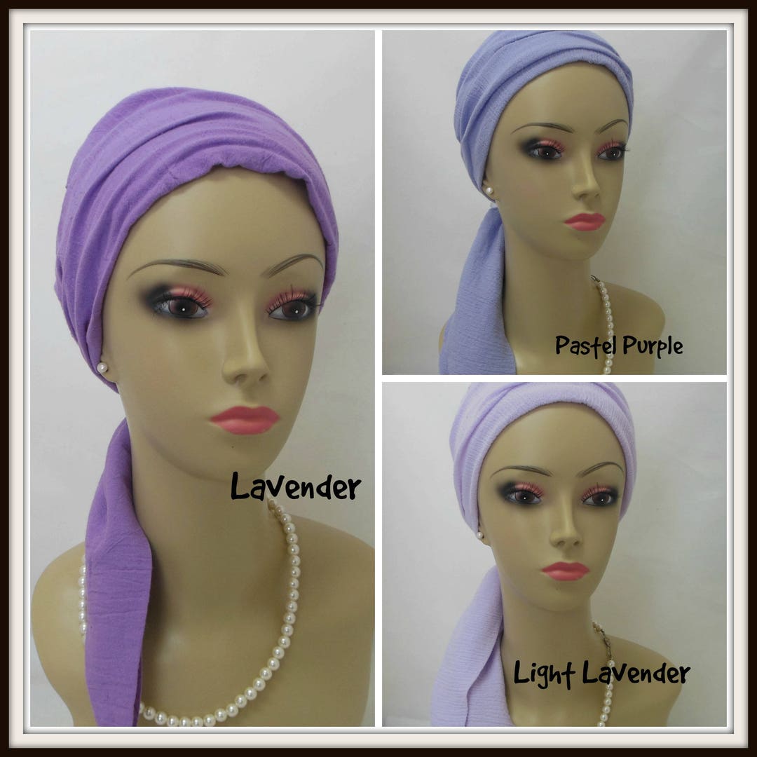 Scarf Turbans Lavender, Gauze Volumizer Chemo Headwear, Cancer Patient ...