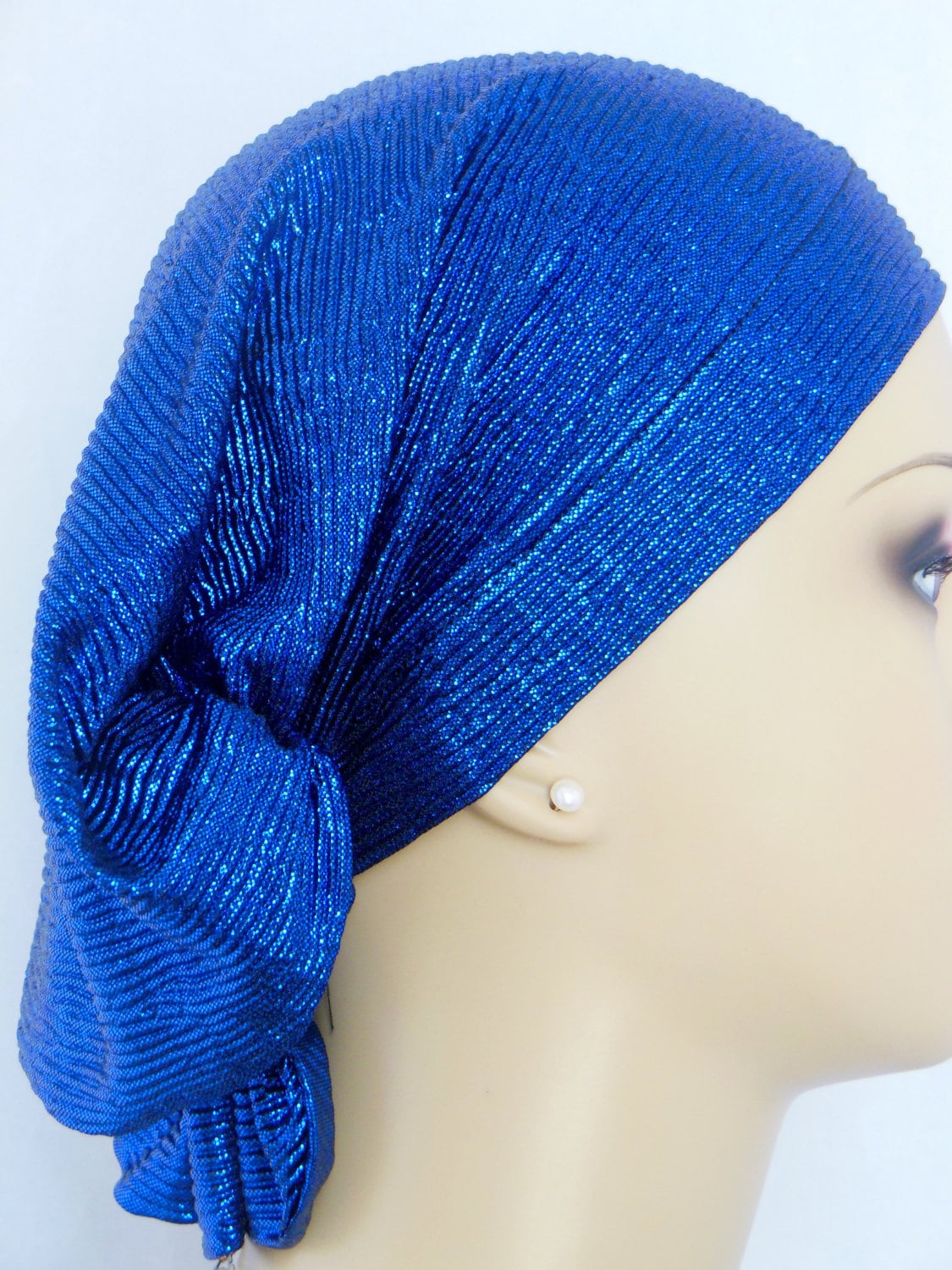Metallic Royal Blue Hair Snood Bling Stretchyturban - Etsy