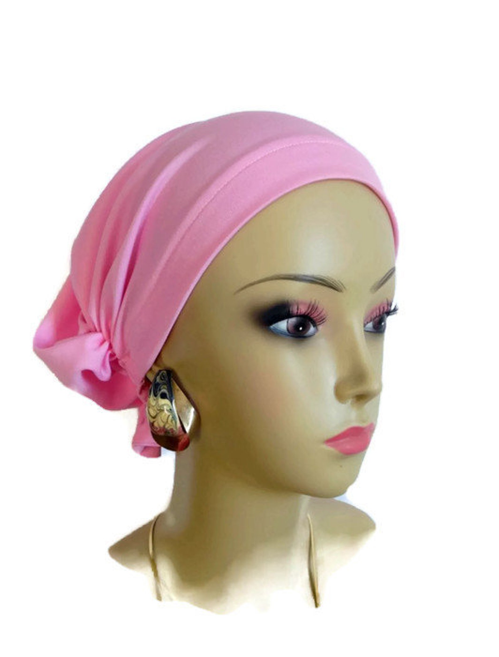 Hair Snoods,silver or Pink Satin Jersey Turban,volumizer Chemo Headwear ...