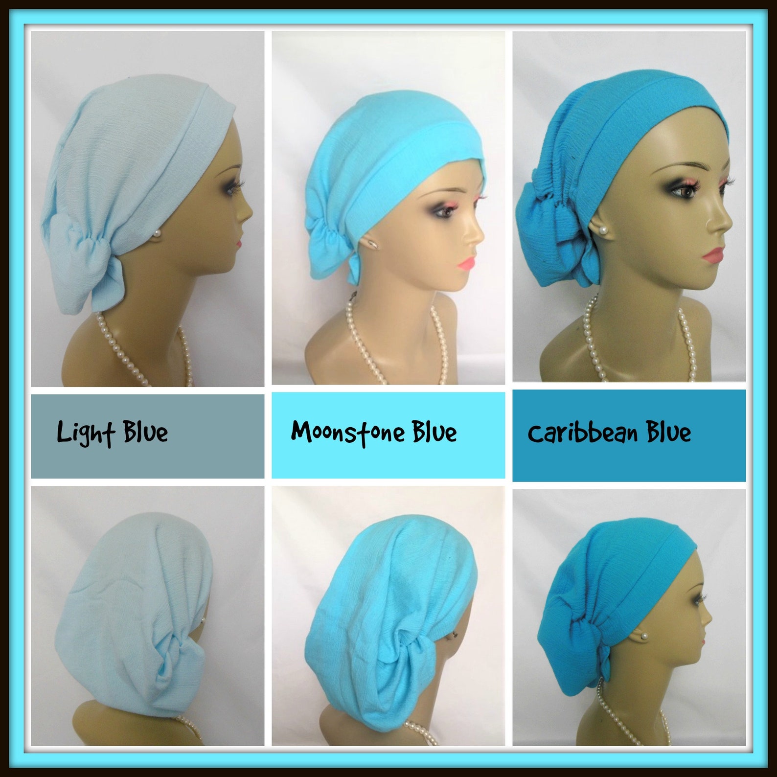Pastel Gauze Scrub Caps, Hair Snood Turban. Breathable Volumizer Chemo ...