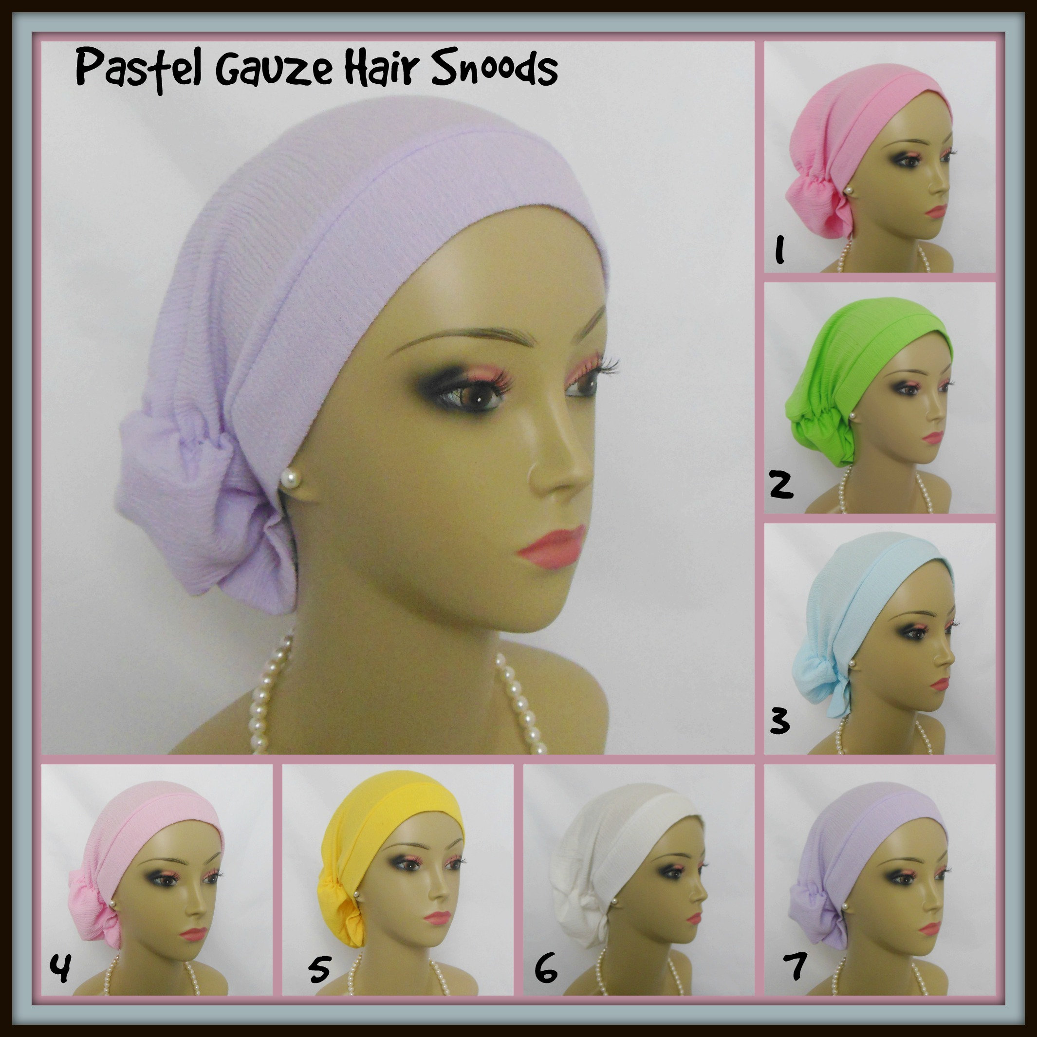 Pastel Gauze Scrub Caps, Hair Snood Turban. Breathable Volumizer Chemo ...