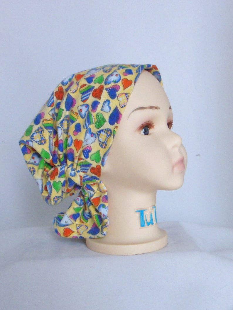 Toddler Hair Snood With 18" Doll Hospital Outfit, Hearts on Yellow ...