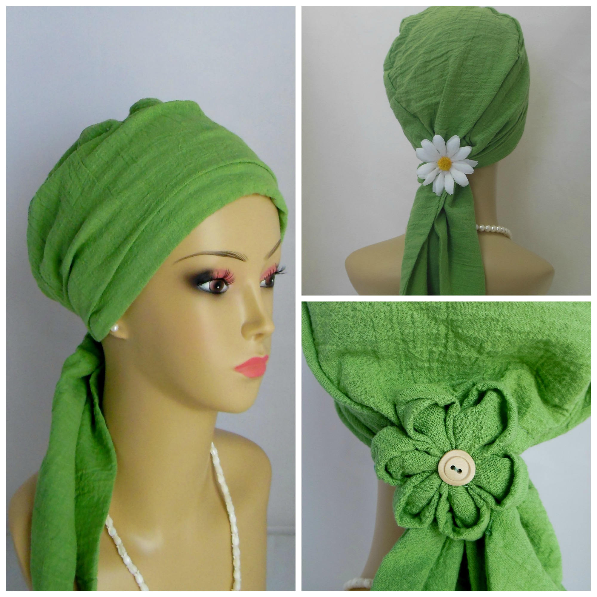 Scarf Turban Sea Green Gauze Volumizer Headwear 16 Ties - Etsy UK