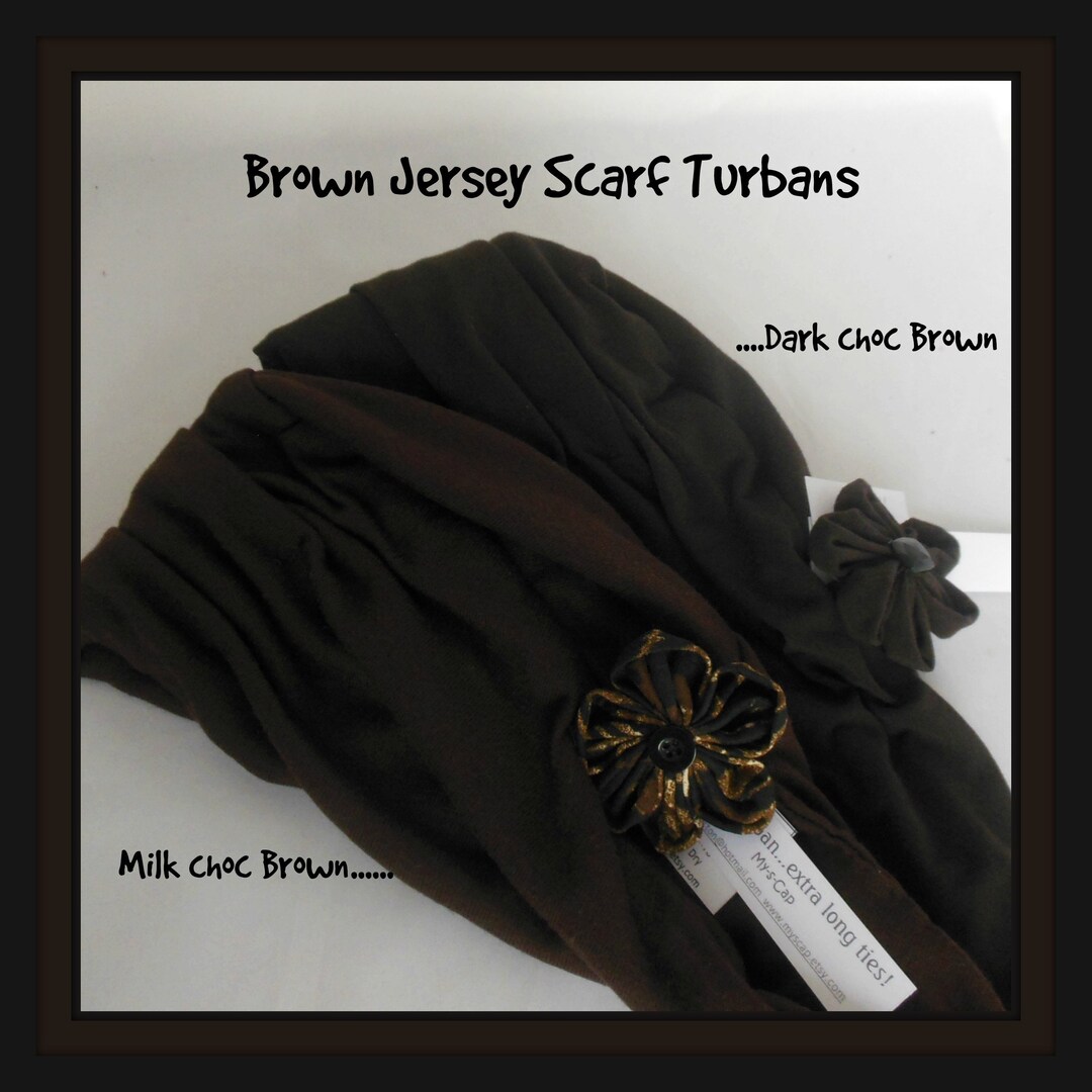 Dark Chocolate Brown Jersey Scarf Turban 15" Ties Chemo Headwear - Etsy
