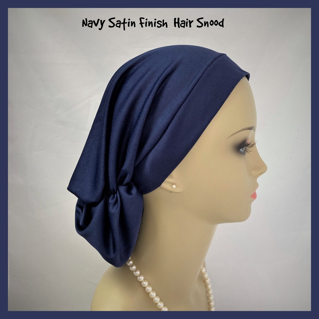 Dark Navy Satin Jersey Hair Snood Turban, Volumizer Head Wrap - Etsy