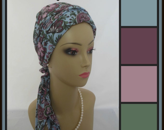 Jersey Scarf Turban: Jacobean Print Design Jersey 14 Ties Volumizer ...