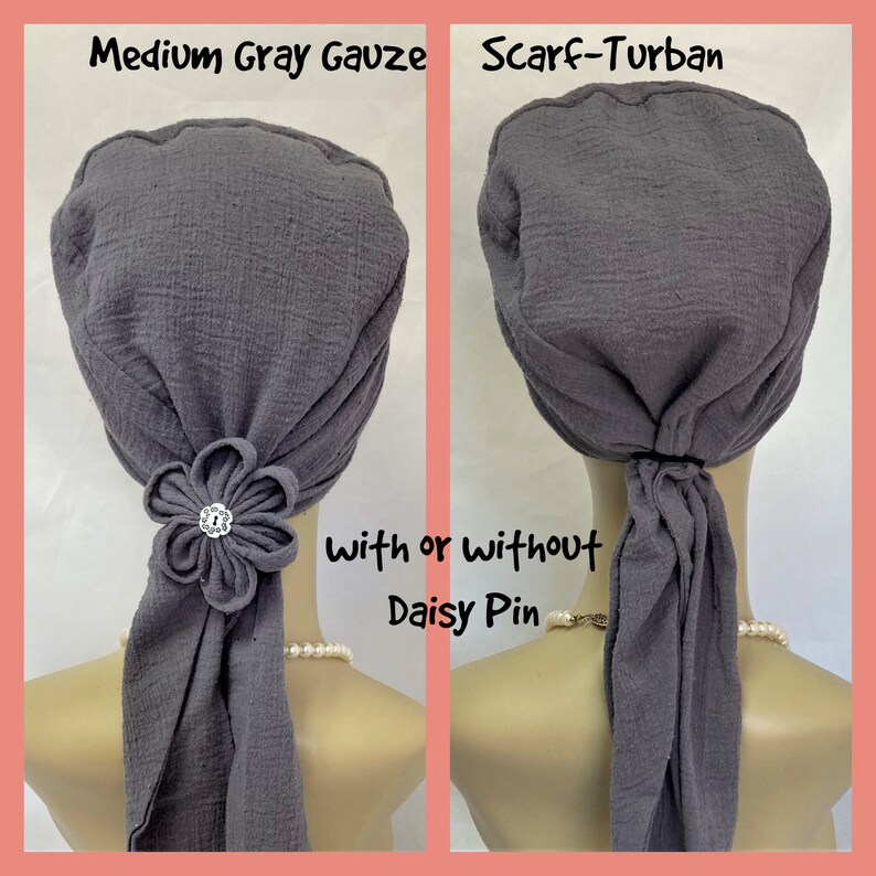 Gauze Scarf Turban Dark or Medium Gray Volumizer Chemo - Etsy