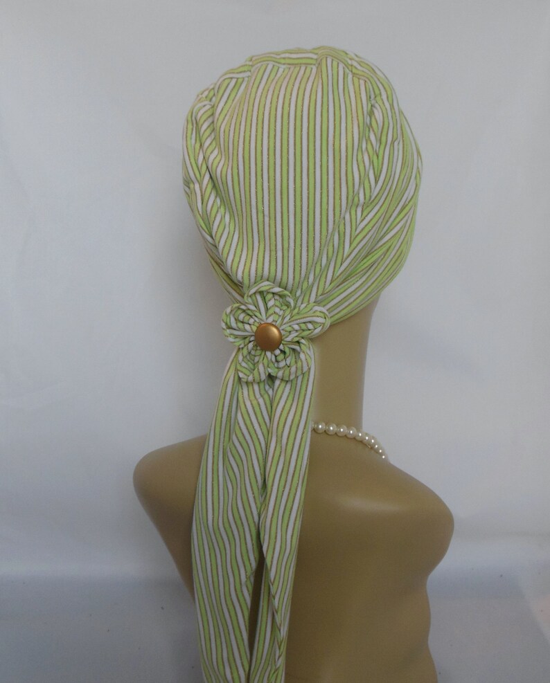 Lime Green White Gold Stripe Turban Scarf Jersey Volumizer - Etsy
