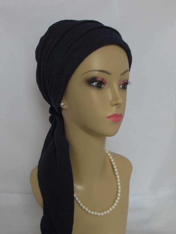 Navy Gauze Scarf Turban Volumizer Chemo Headwear Breathable | Etsy