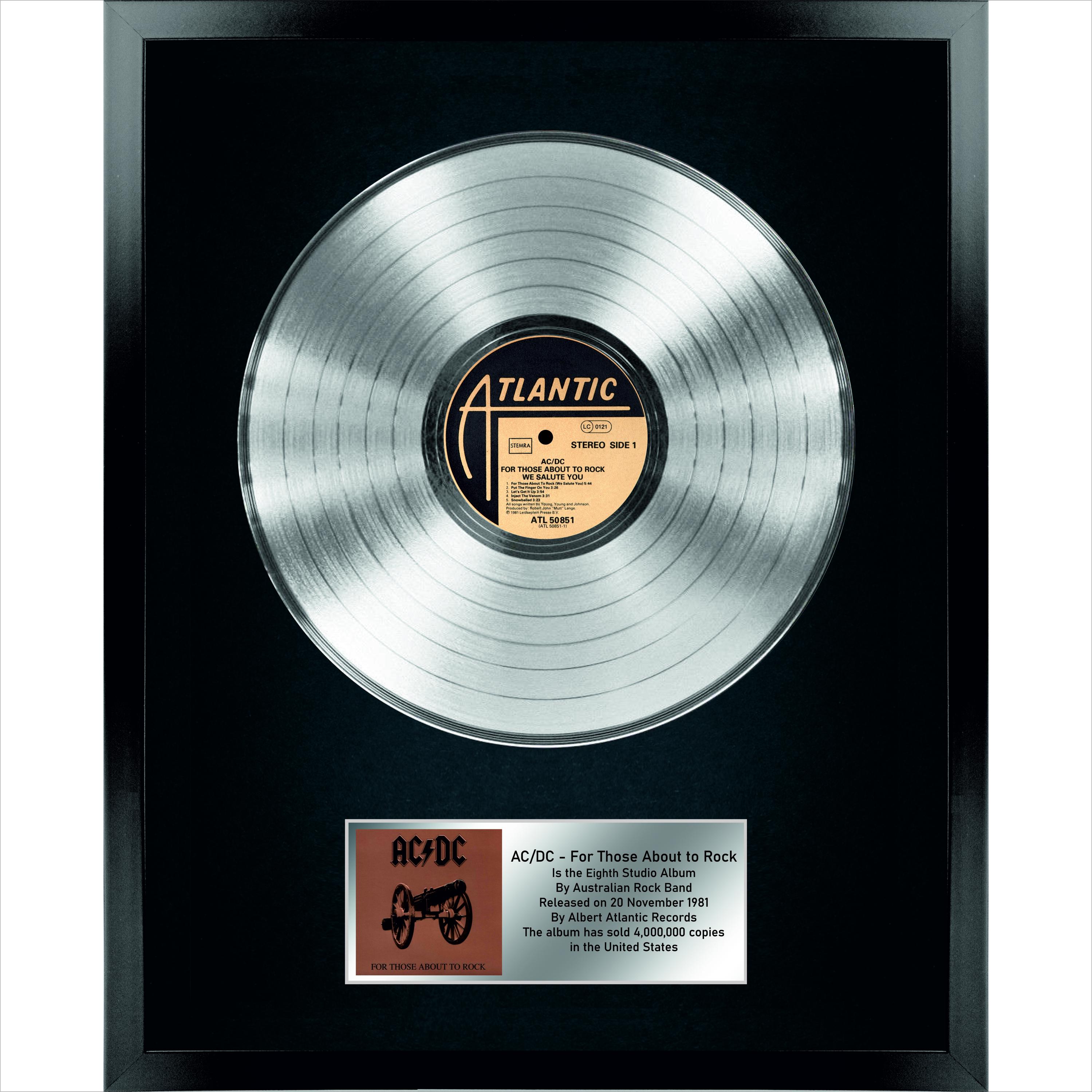 AC/DC - for Those About to Rock / LP Platinum 12" / Music Memorabilia ...