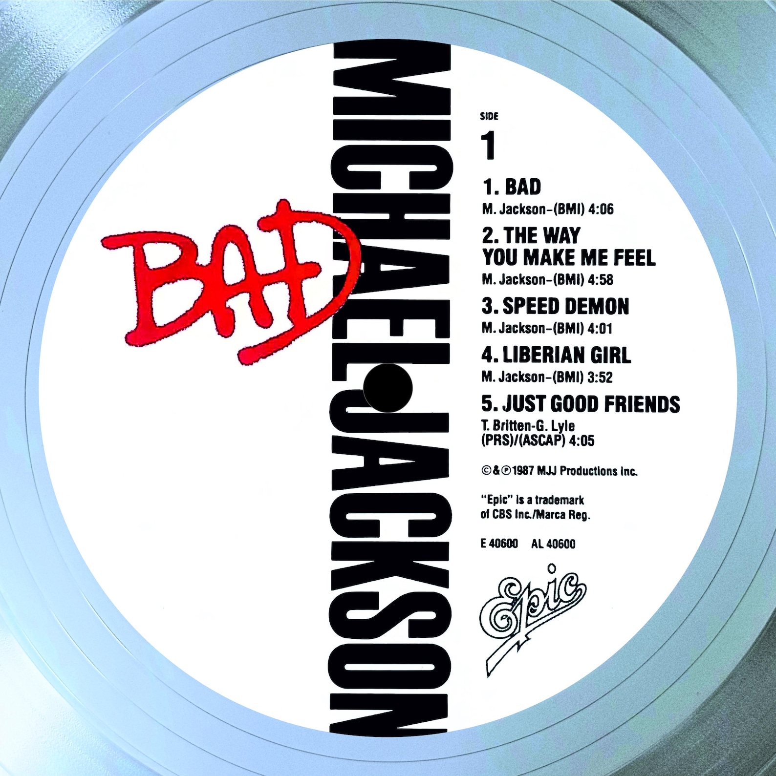 Michael Jackson – Bad / LP Platinum 12" / Music Memorabilia / Interior ...