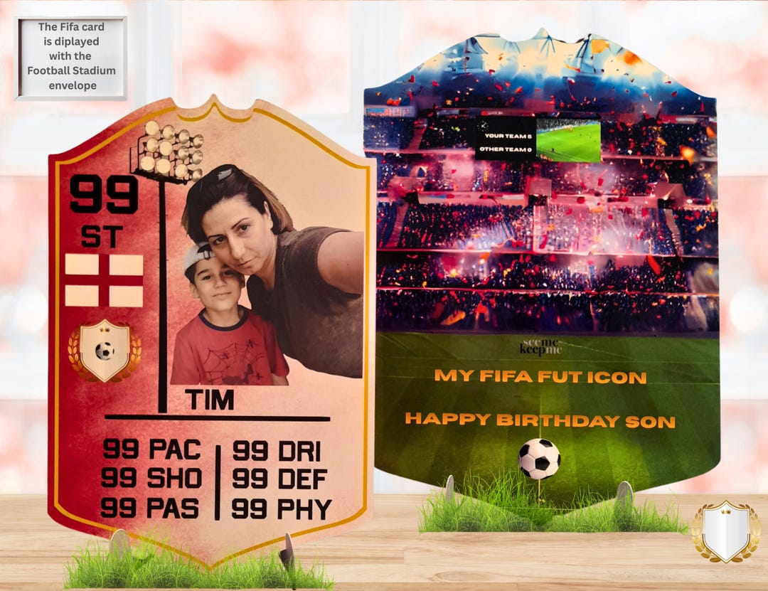 Personalized FIFA Style Birthday Card Red | Football Gift With Shaped ...