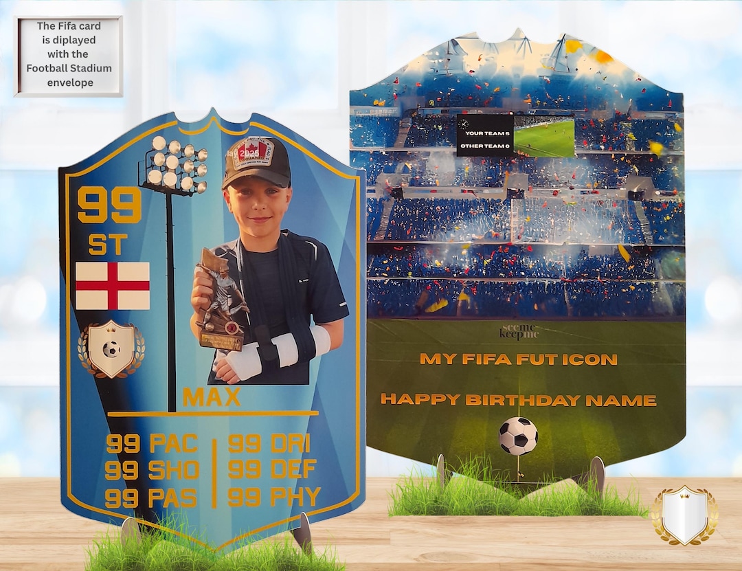 Personalized FIFA Style Birthday Card Light Blue | Football Gift With ...