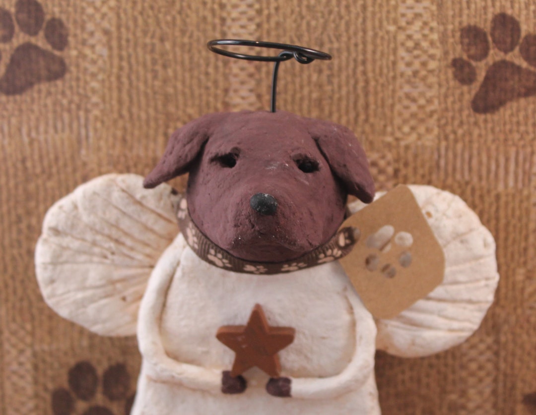 Chocolate Lab Angel, Lab Angel Figurine, Handmade Papier Mache, Lab ...
