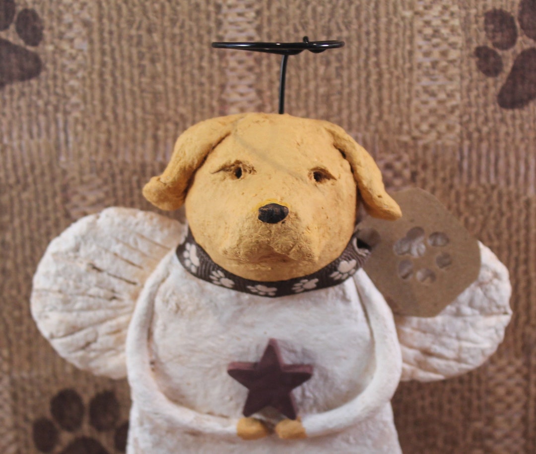 Yellow Lab Angel, Hand-sculpted Papier Mache, YELLOW LAB Angel, Lab ...