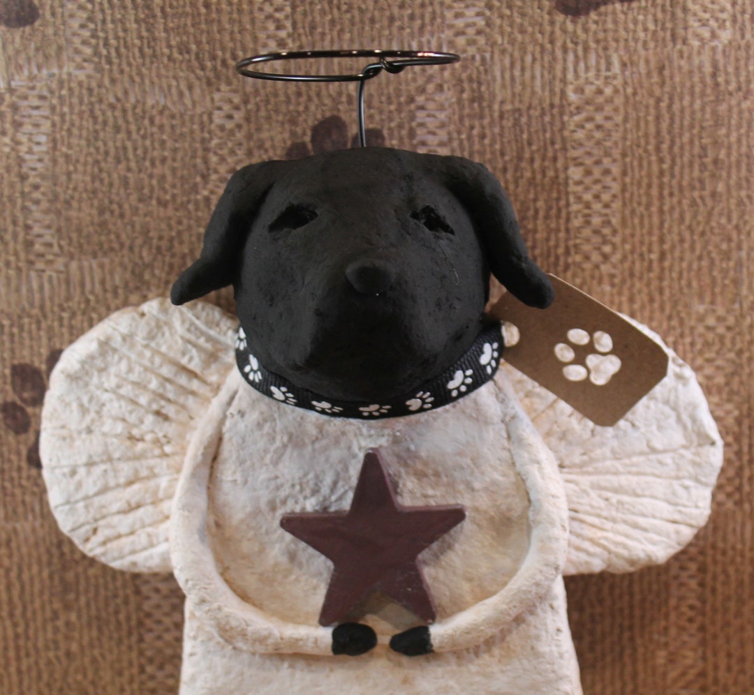 Black Lab Angel, Handmade Papier Mache, Black Lab Figurine, , Lab Angel ...