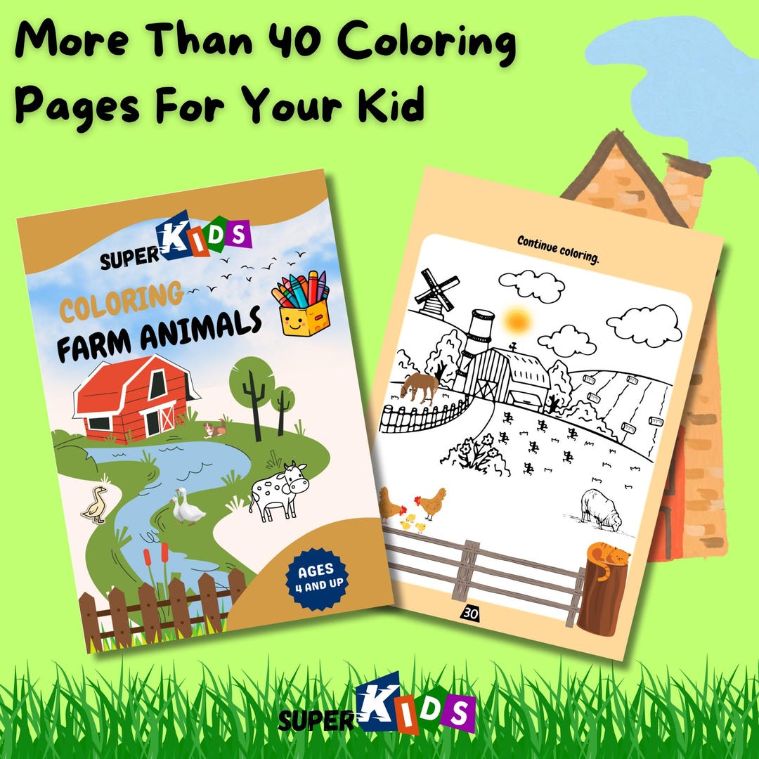 Coloring Farm Animals Book for Kids Age 4 and up | Printable 40+ Pages ...