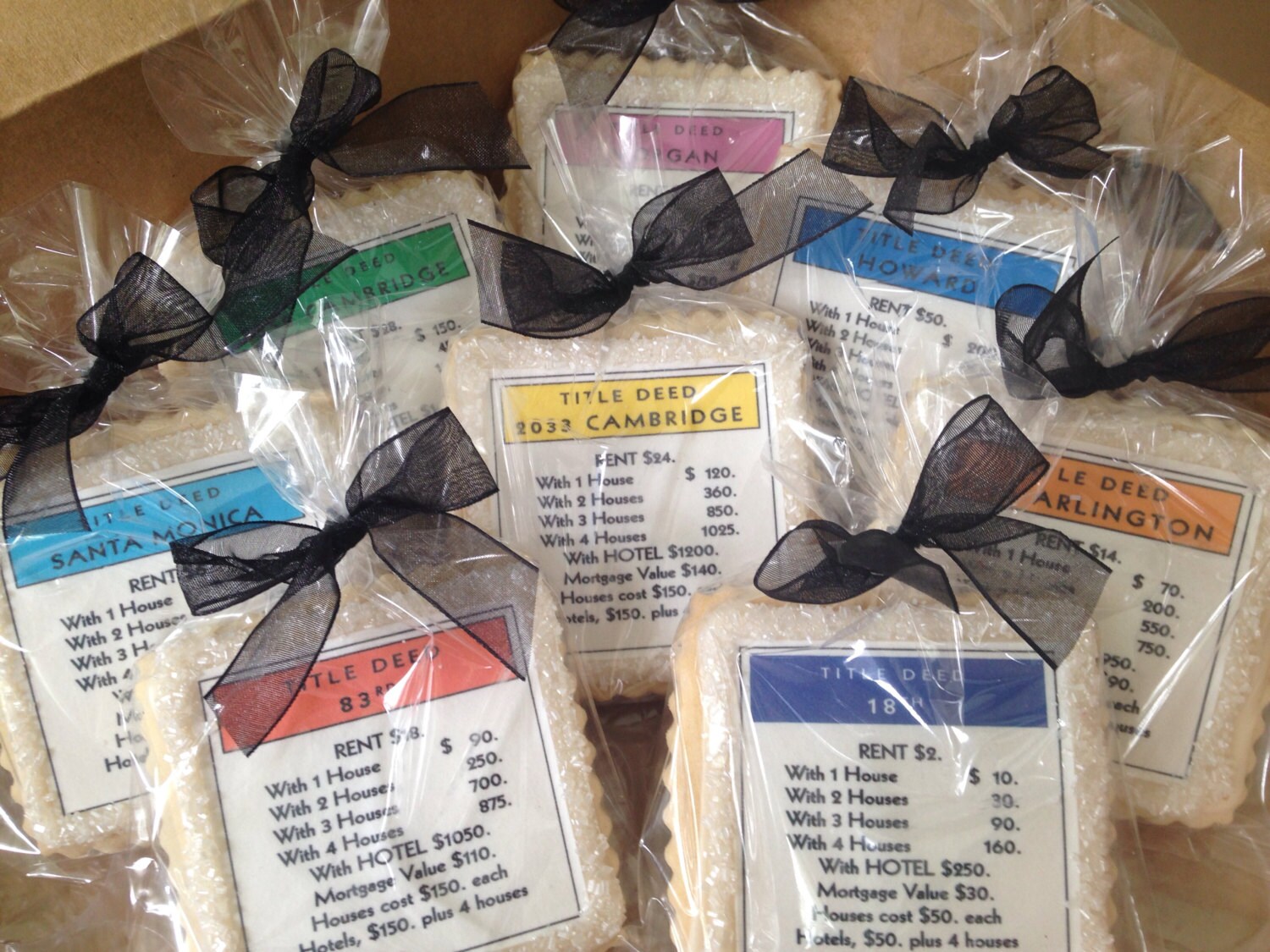 Party Favors Custom Cookies Monopoly Property Cards 1 Dozen - Etsy