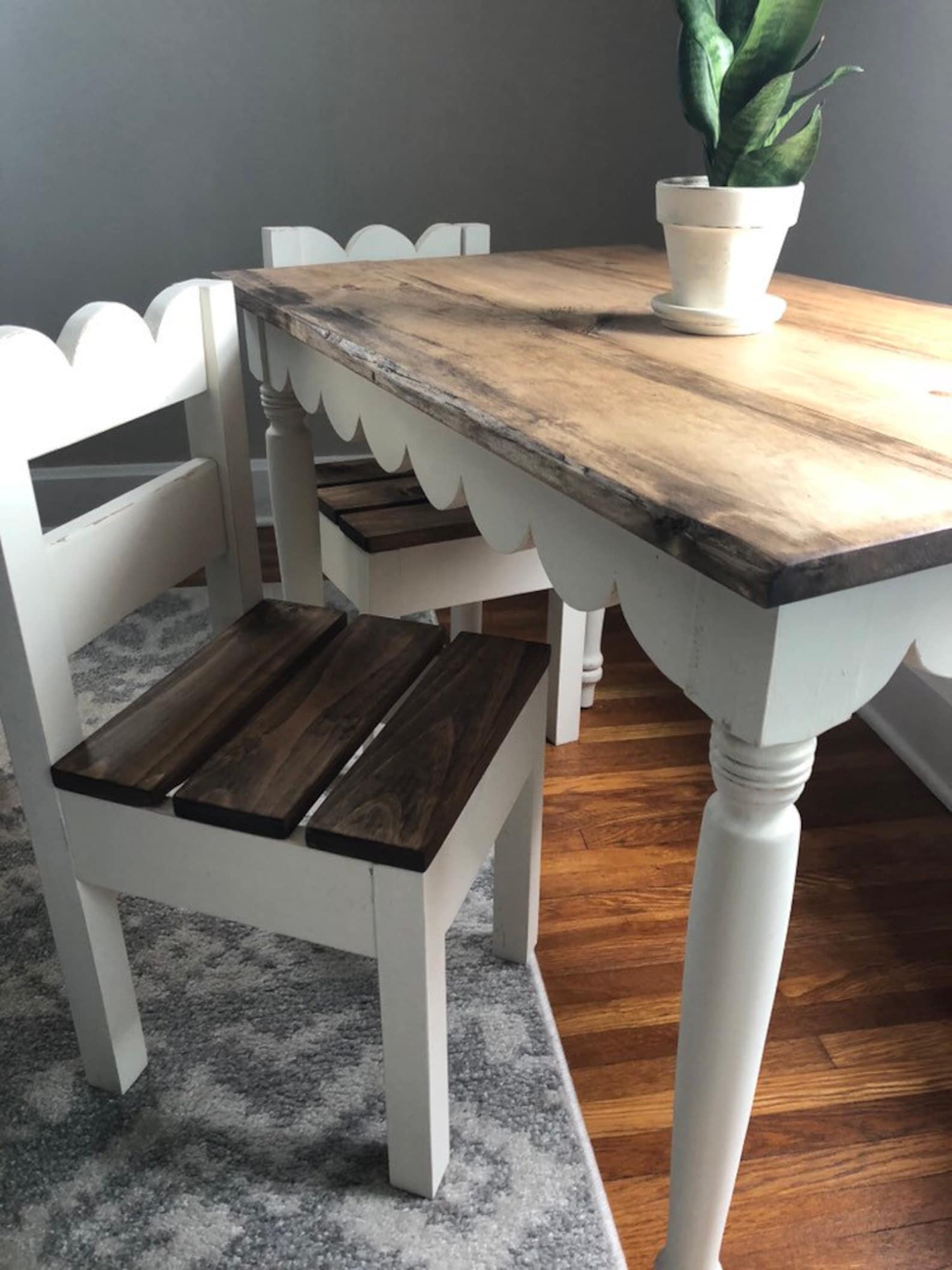 Children's Scalloped Farmhouse Table chairs Sold - Etsy